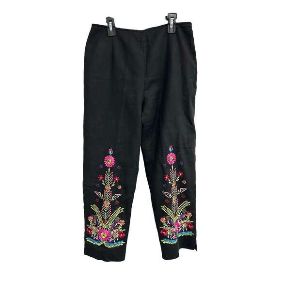 Edward | Pants & Jumpsuits | Edward Womens Black Linen Blend Pants With ...